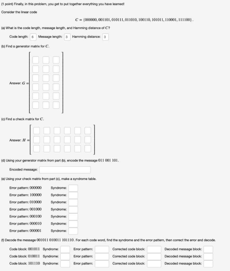 Solved (1 point) Finally, in this problem, you get to put | Chegg.com