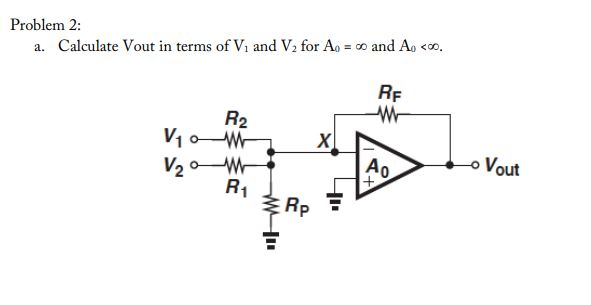Solved Problem 2: a. Calculate Vout in terms of Vi and V2 | Chegg.com