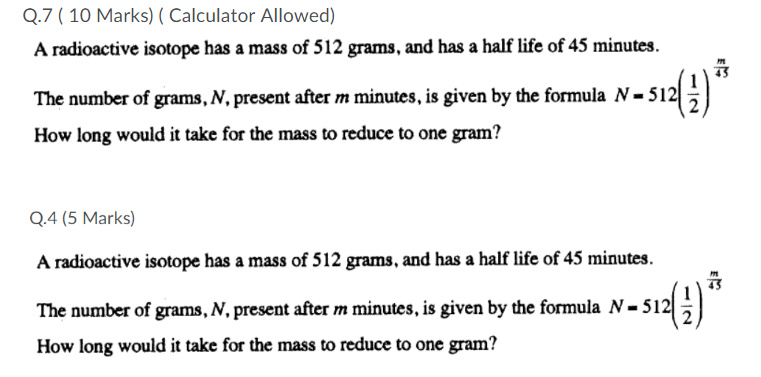 Solved Q.7 ( 10 Marks) (Calculator Allowed) A radioactive | Chegg.com