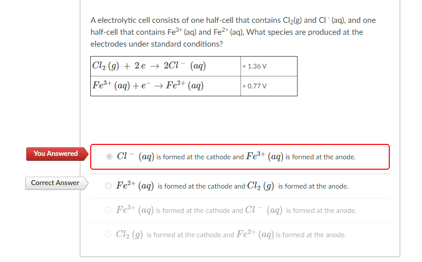 Solved A electrolytic cell consists of one half-cell that | Chegg.com