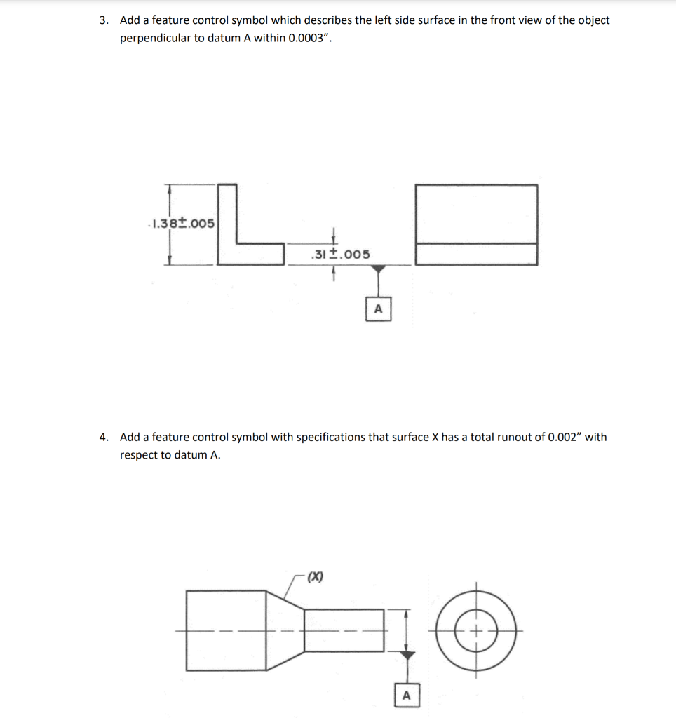 3. Add a feature control symbol which describes the | Chegg.com