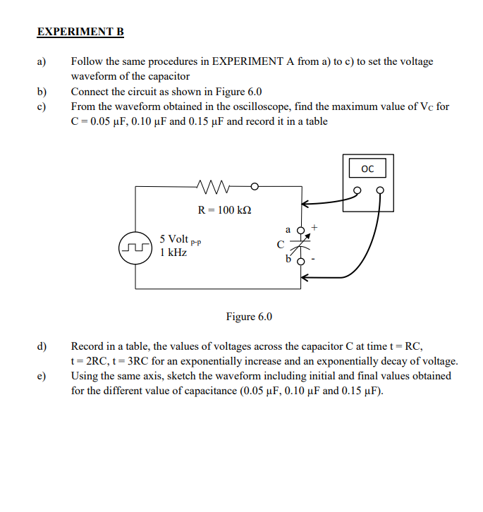 Solved EXPERIMENT B a) b) Follow the same procedures in | Chegg.com