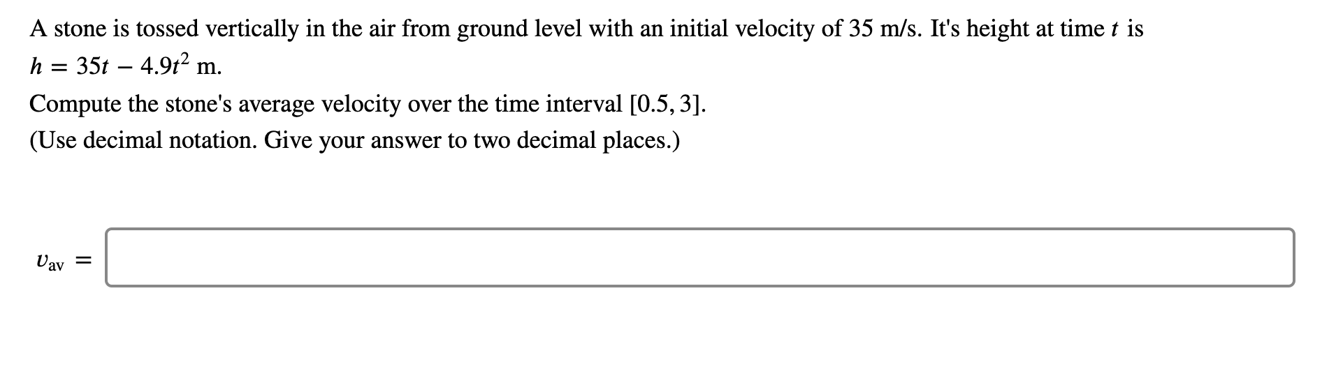 Solved A stone is tossed vertically in the air from ground | Chegg.com