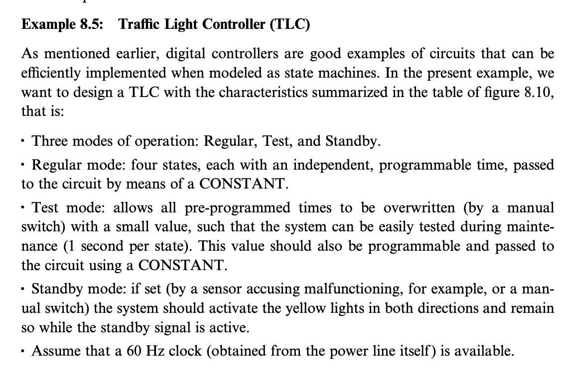 Solved Example 8.5: Traffic Light Controller (TLC) As | Chegg.com