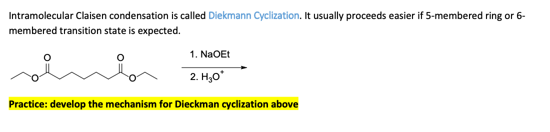 Solved Intramolecular Claisen condensation is called | Chegg.com