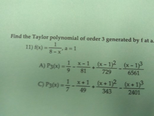 Solved #11 find the Taylor polynomial of order 3 generated | Chegg.com