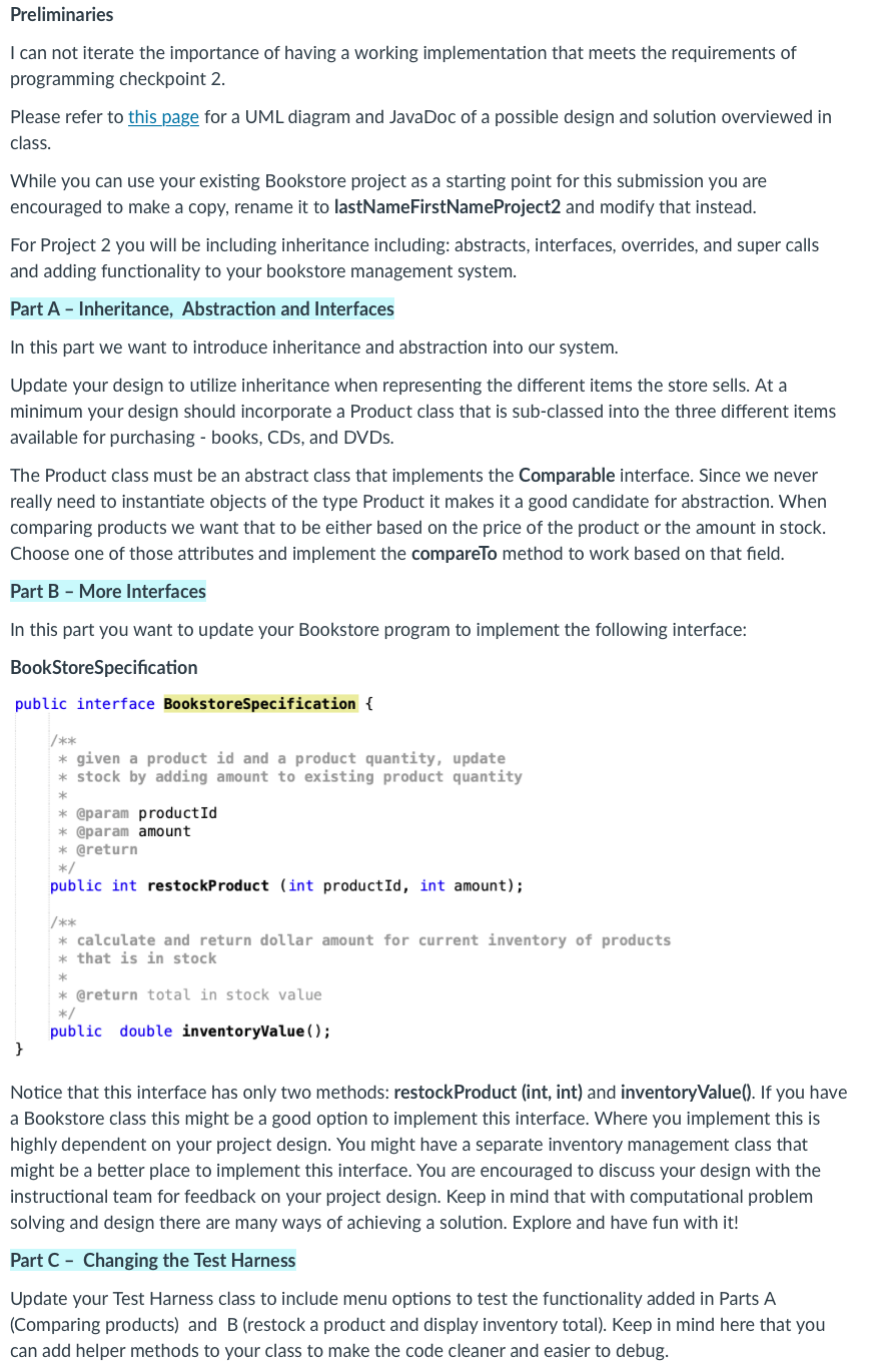 ITSC 1213 - Project 2 - Bookstore Management System | Chegg.com