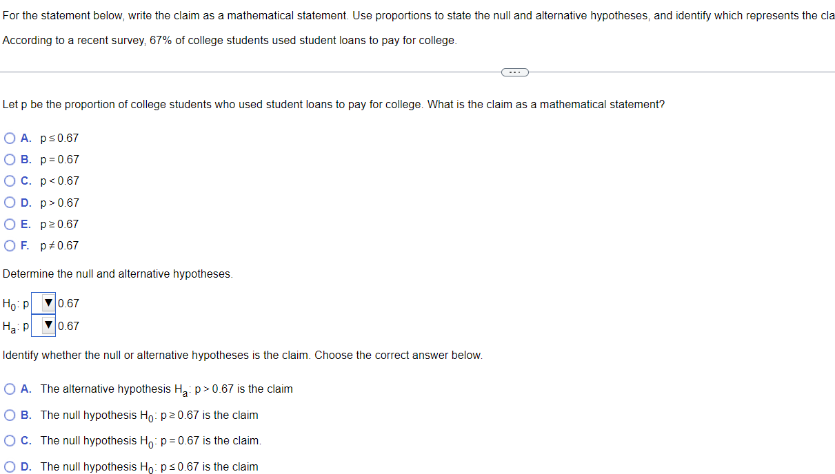 Solved For the statement below, write the claim as a | Chegg.com