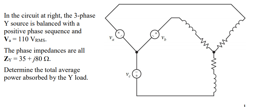 Solved va In the circuit at right, the 3-phase Y source is | Chegg.com