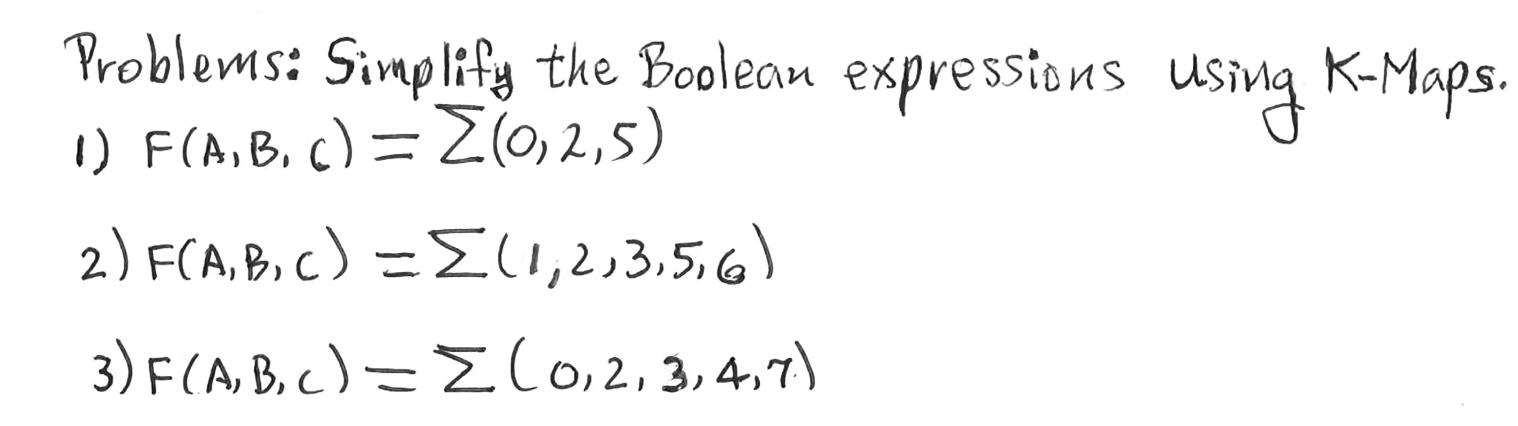 Solved using K-Maps. Problems: Simplify the boolean | Chegg.com