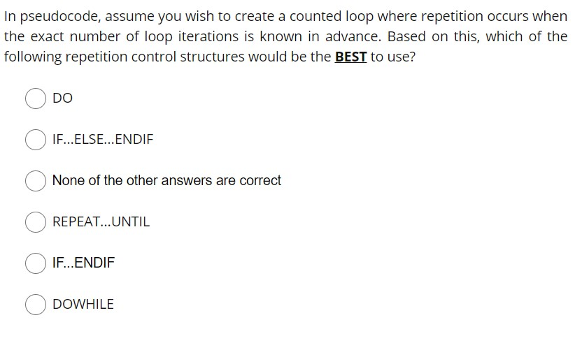 Solved In pseudocode, assume you wish to create a counted | Chegg.com
