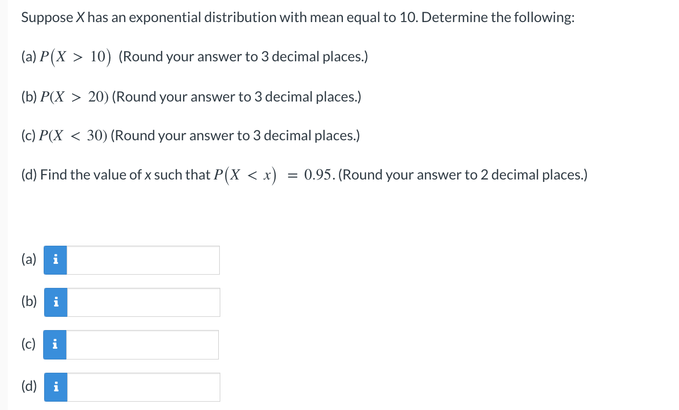 Solved Suppose X has an exponential distribution with mean | Chegg.com