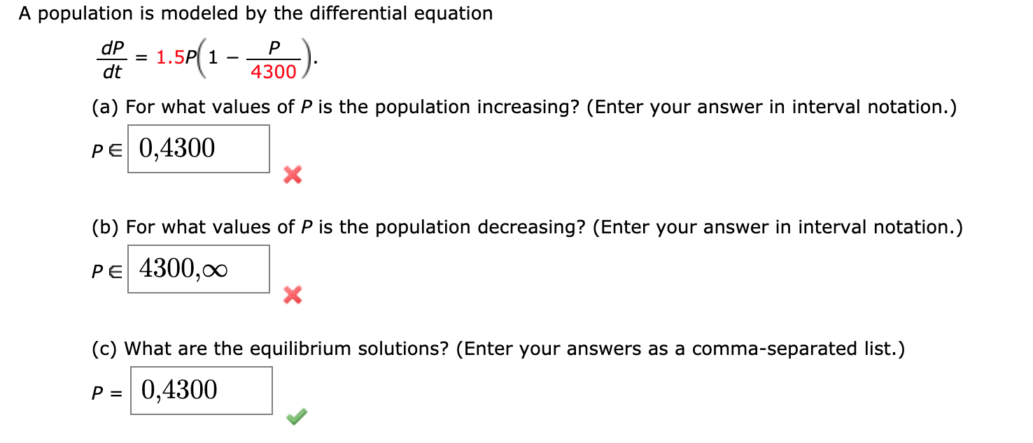 Solved A population is modeled by the differential equation | Chegg.com