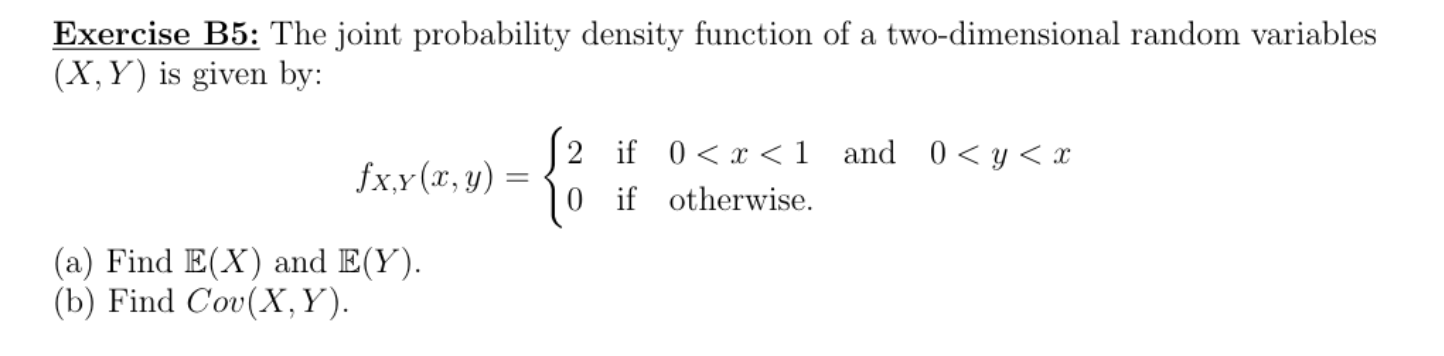 Solved Exercise B5: The joint probability density function | Chegg.com