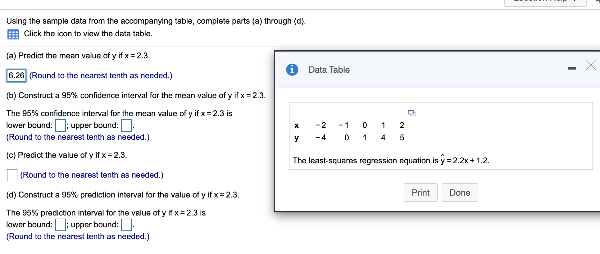 Solved Using the sample data from the accompanying table, | Chegg.com