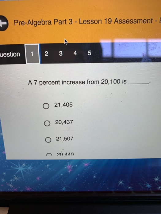 Solved Pre-Algebra Part 3 - Lesson 19 Assessment- uestion 1 | Chegg.com