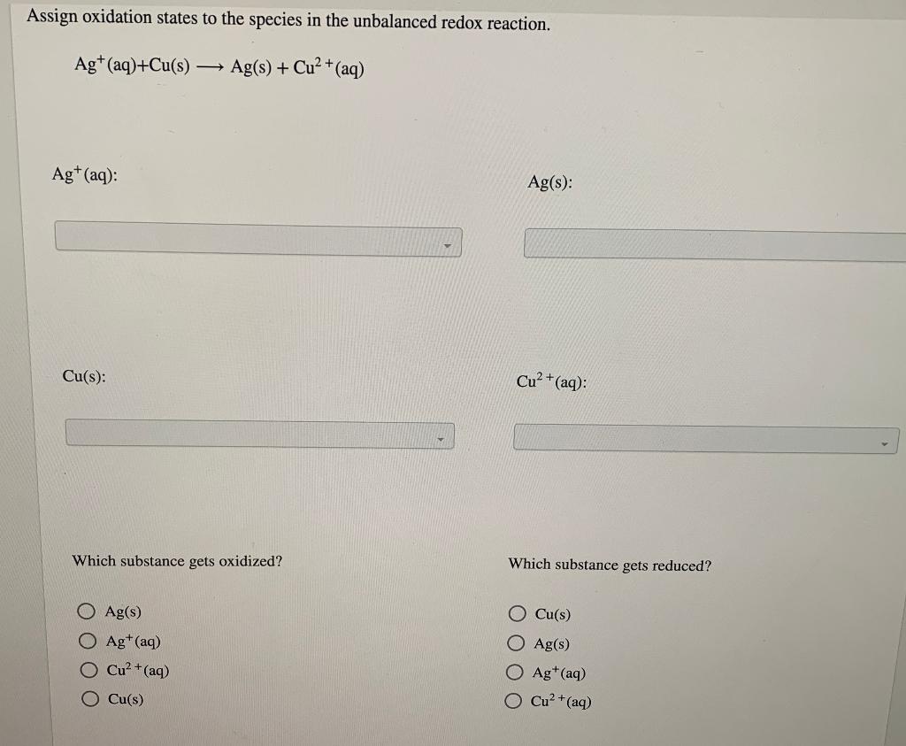 Solved Assign oxidation states to the species in the | Chegg.com