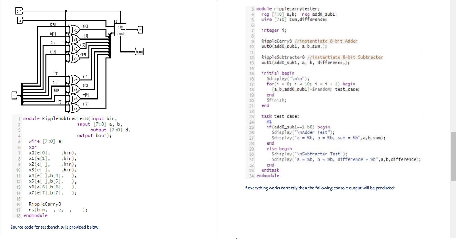 Solved Then create an 8-bit ripple subtracter according to | Chegg.com