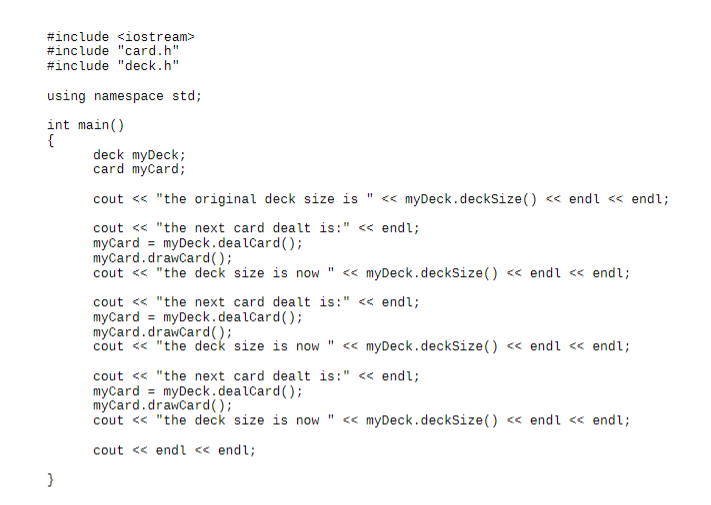 Solved - Constructor Populates the deck with 52 cards, Ace | Chegg.com
