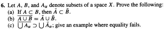 Solved Let A,B, and Aα denote subsets of a space X. Prove | Chegg.com