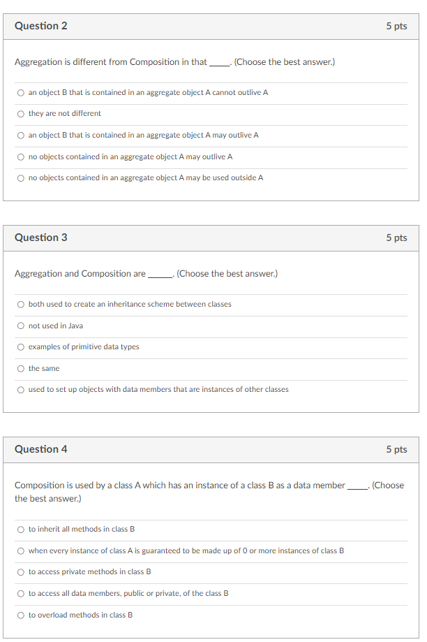 Solved Aggregation is different from Composition in that | Chegg.com