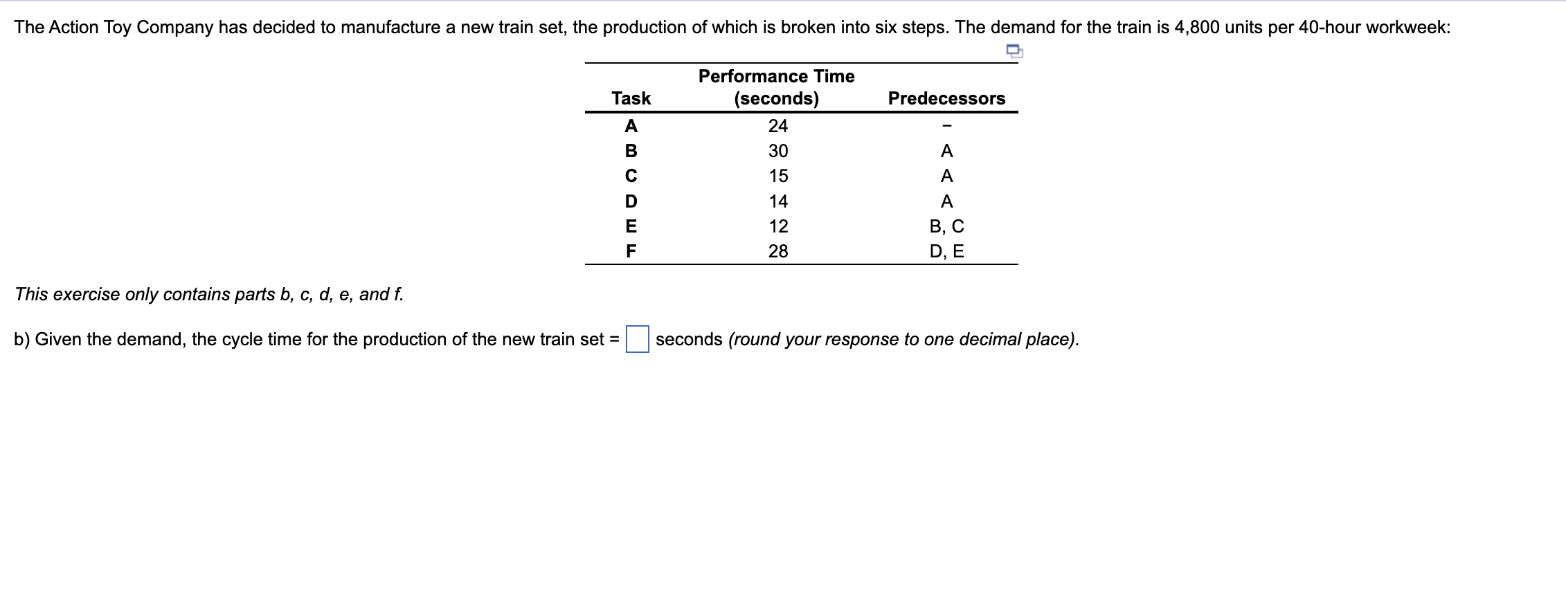 Solved \table[[Task,\table[[Performance | Chegg.com