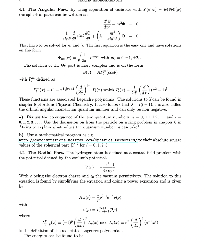 Solved 4. Atomic Systems, Angular Momentum and Spin The | Chegg.com