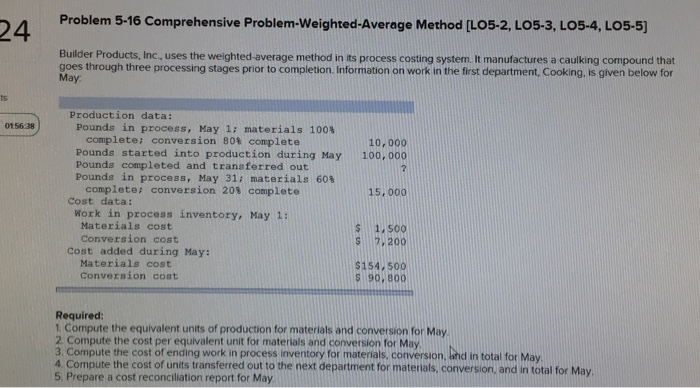 Solved Problem 5-16 Comprehensive Problem-Weighted-Average | Chegg.com