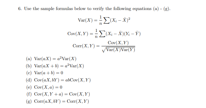 Solved 6. Use the sample formulas below to verify the | Chegg.com