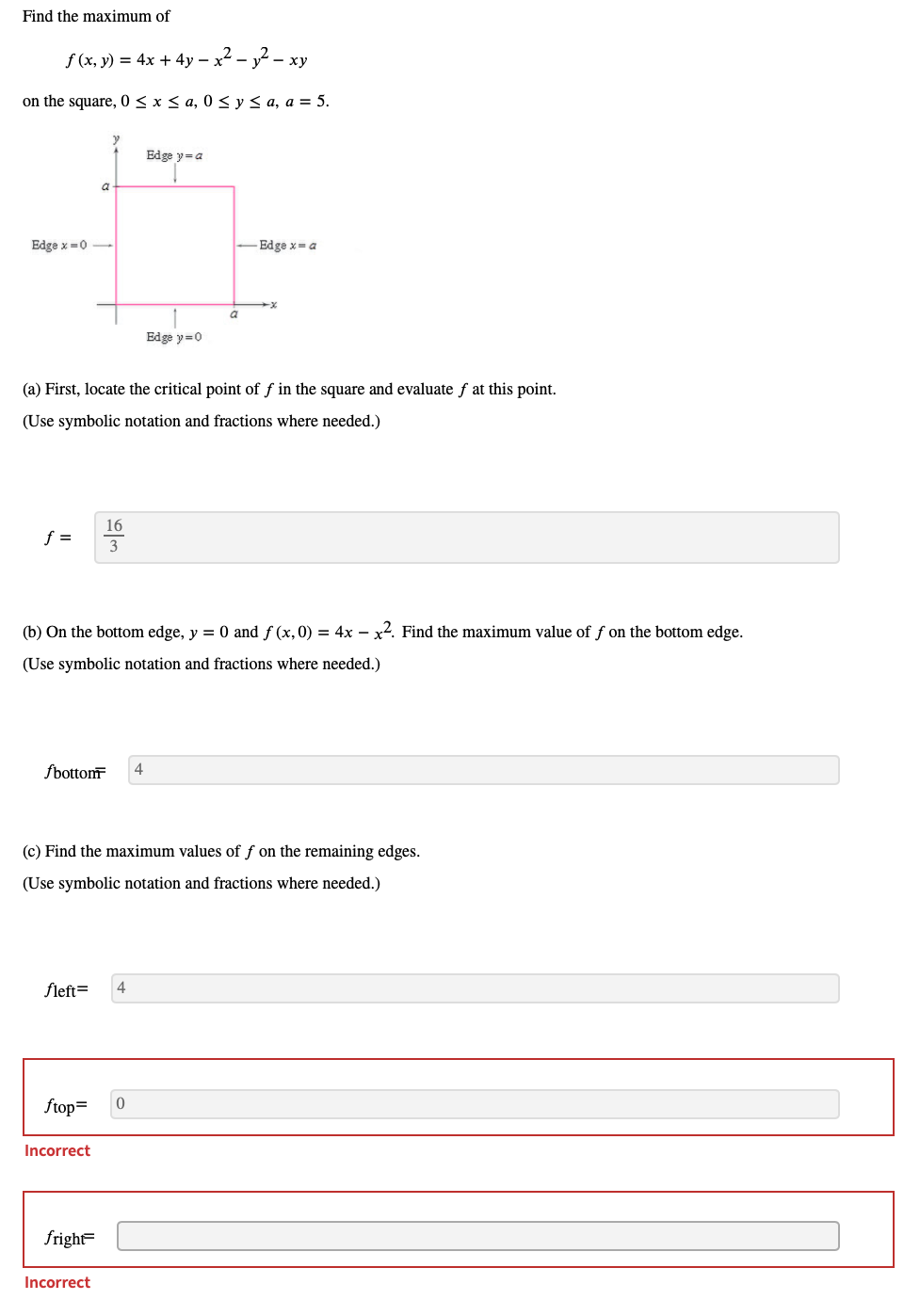 Solved Find the maximum of f(x,y)=4x+4y−x2−y2−xy on the | Chegg.com