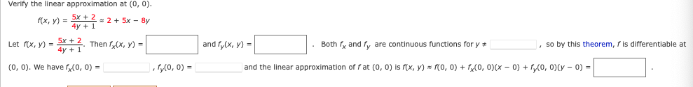 Solved Verify The Linear Approximation At 0 0 F X Y