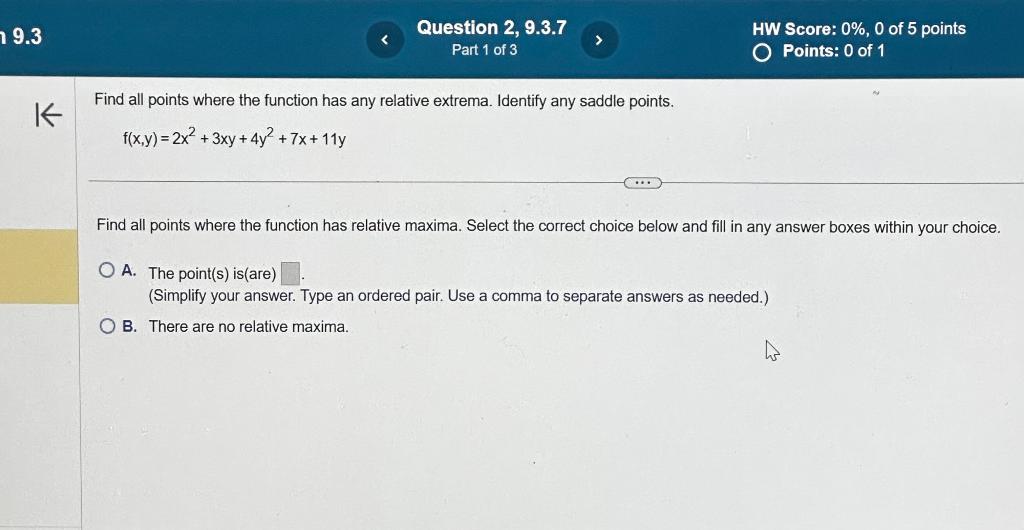 Solved Find all points where the function has any relative | Chegg.com