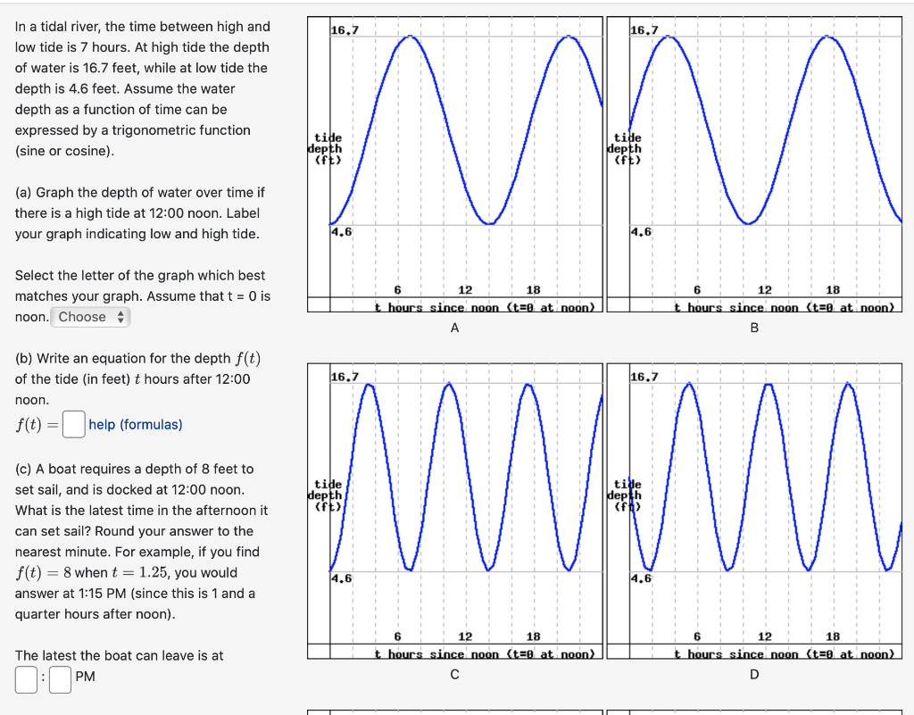 Solved In a tidal river, the time between high and low tide | Chegg.com