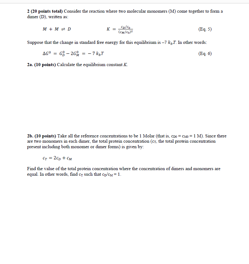 Solved 2 (20 points total) Consider the reaction where two | Chegg.com
