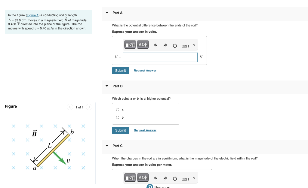 Solved Part A In the figure (Figure 1) a conducting rod of | Chegg.com