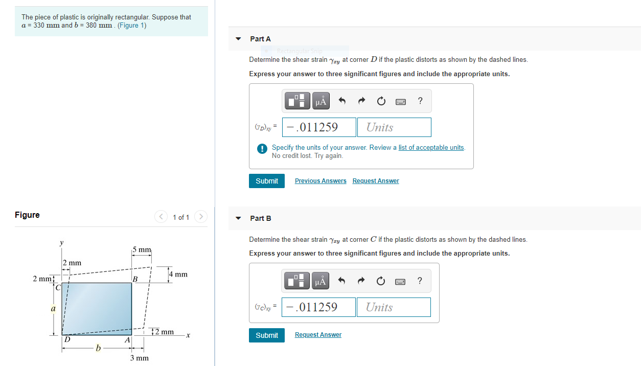 Solved The piece of plastic is originally rectangular. | Chegg.com