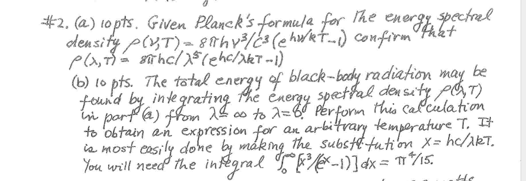 Solved *2. (a) ﻿ropts. Given Planck's formula for the energy | Chegg.com