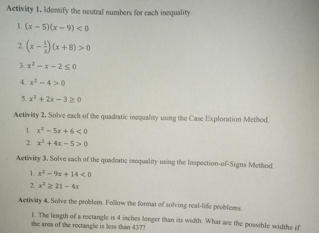 Solved Activity 1. Identify the neutral numbers for each | Chegg.com