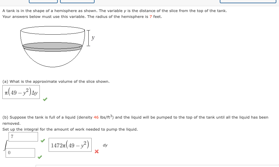 Solved A tank is in the shape of a hemisphere as shown. The | Chegg.com