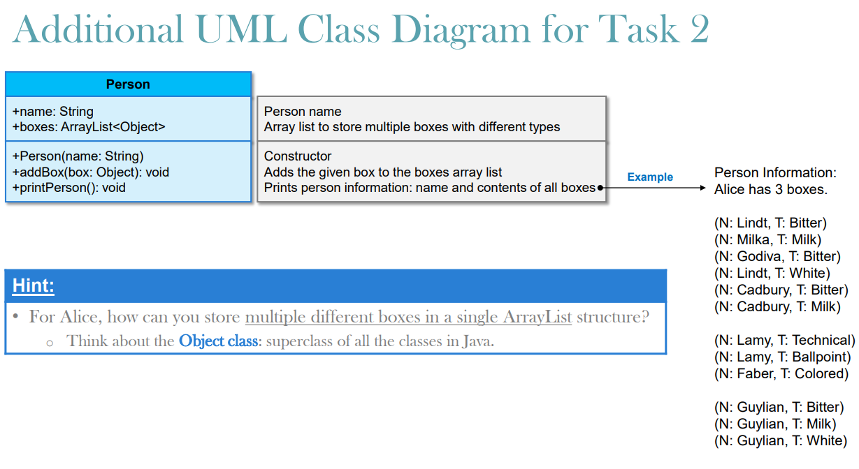 Solved O Task 1: There are two types of boxes: one for | Chegg.com