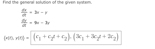 Solved Find the general solution of the given system. | Chegg.com