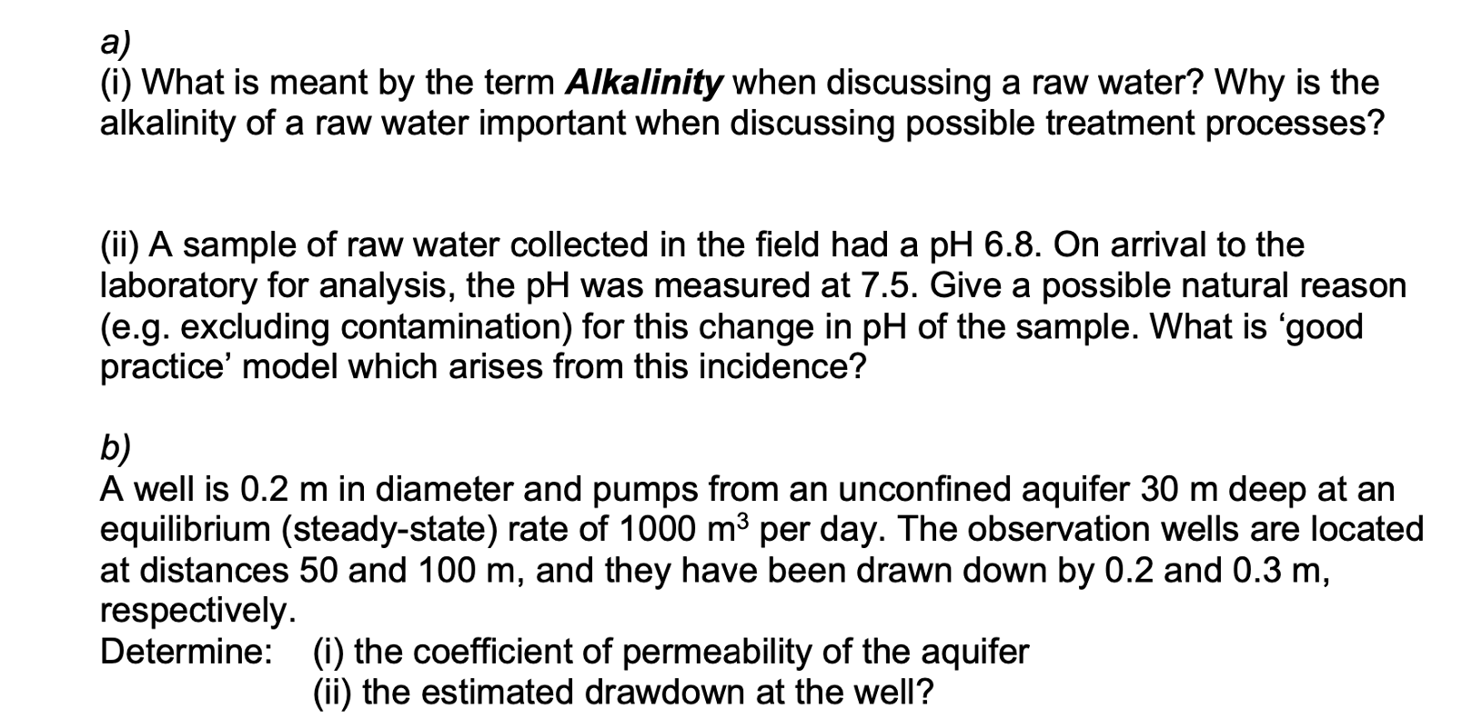 Solved a) (i) What is meant by the term Alkalinity when | Chegg.com