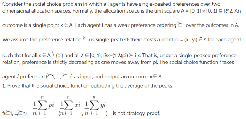 Consider the social choice problem in which all | Chegg.com