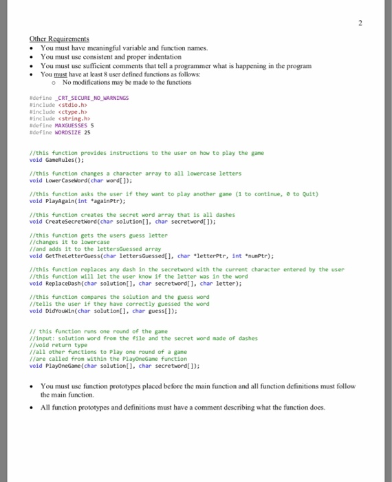 Solved Intro To Programming In C Large Program 3 Word Game 1588