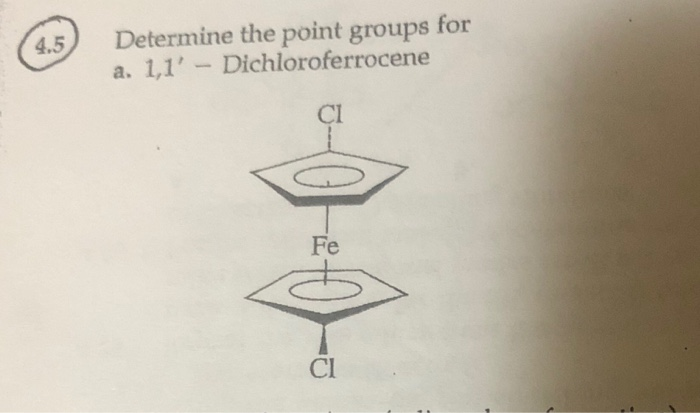 Solved 4.5 Determine the point groups for Dichloroferrocene | Chegg.com