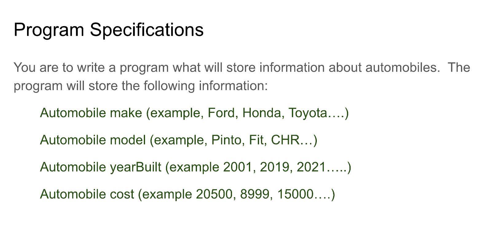 Solved Program Specifications You are to write a program | Chegg.com