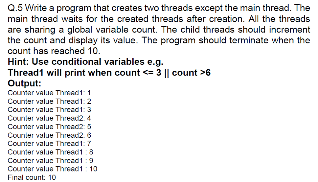 Solved (Mutex and Semaphores main thread waits for the | Chegg.com