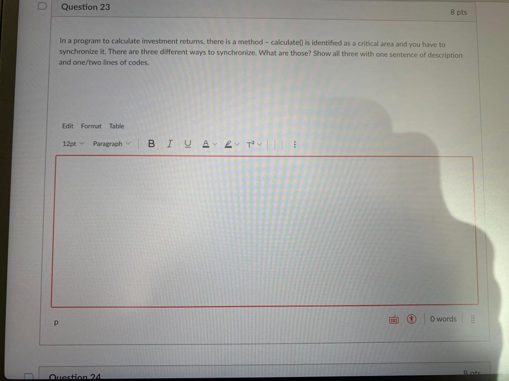 Solved Question 23 8 pts In a program to calculate | Chegg.com