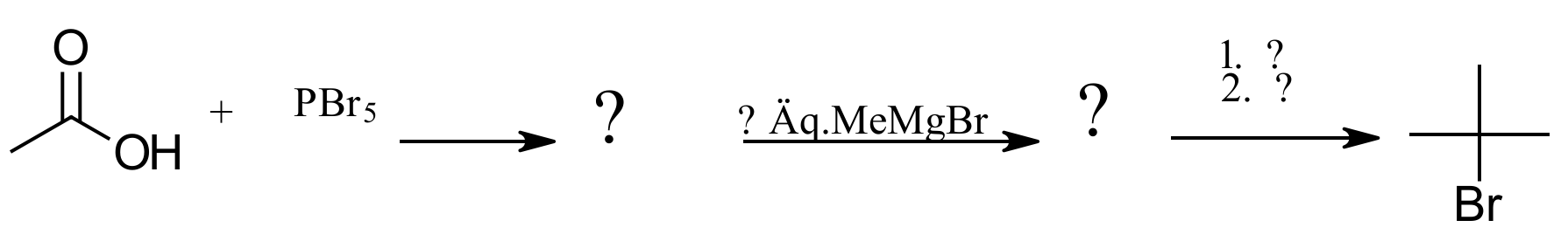 Solved O 1. ? 2. ? PBr5 + ОН ? ? Äq.MeMgBr ? Br | Chegg.com