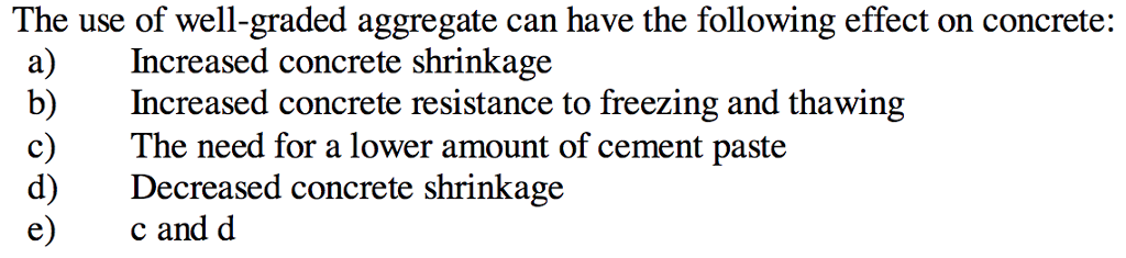 Solved The use of well-graded aggregate can have the | Chegg.com